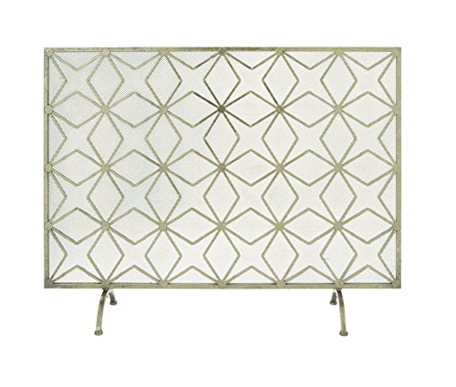 Deco 79 Modern Star-Designed Metal Fireplace Screen, Textured Gold ...