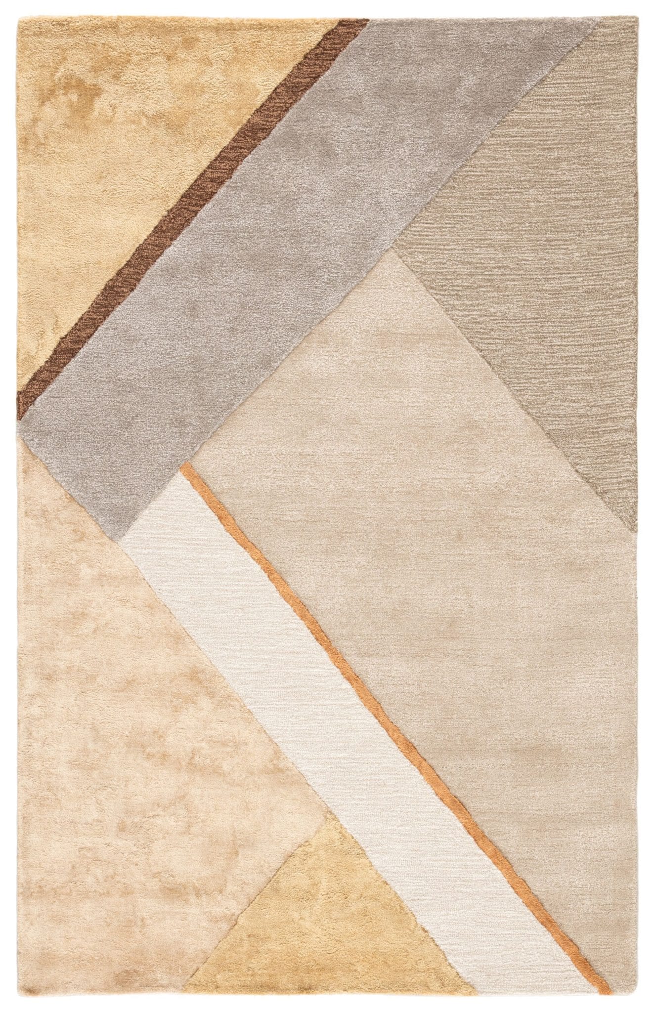 Iso Handmade Geometric Yellow & Gray Area Rug - Mid Decco